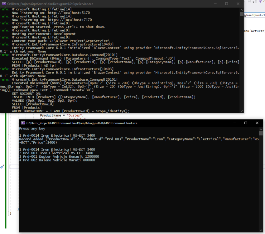 Consuming Grpc Service At Client Based Net Core 60 Entity Framework